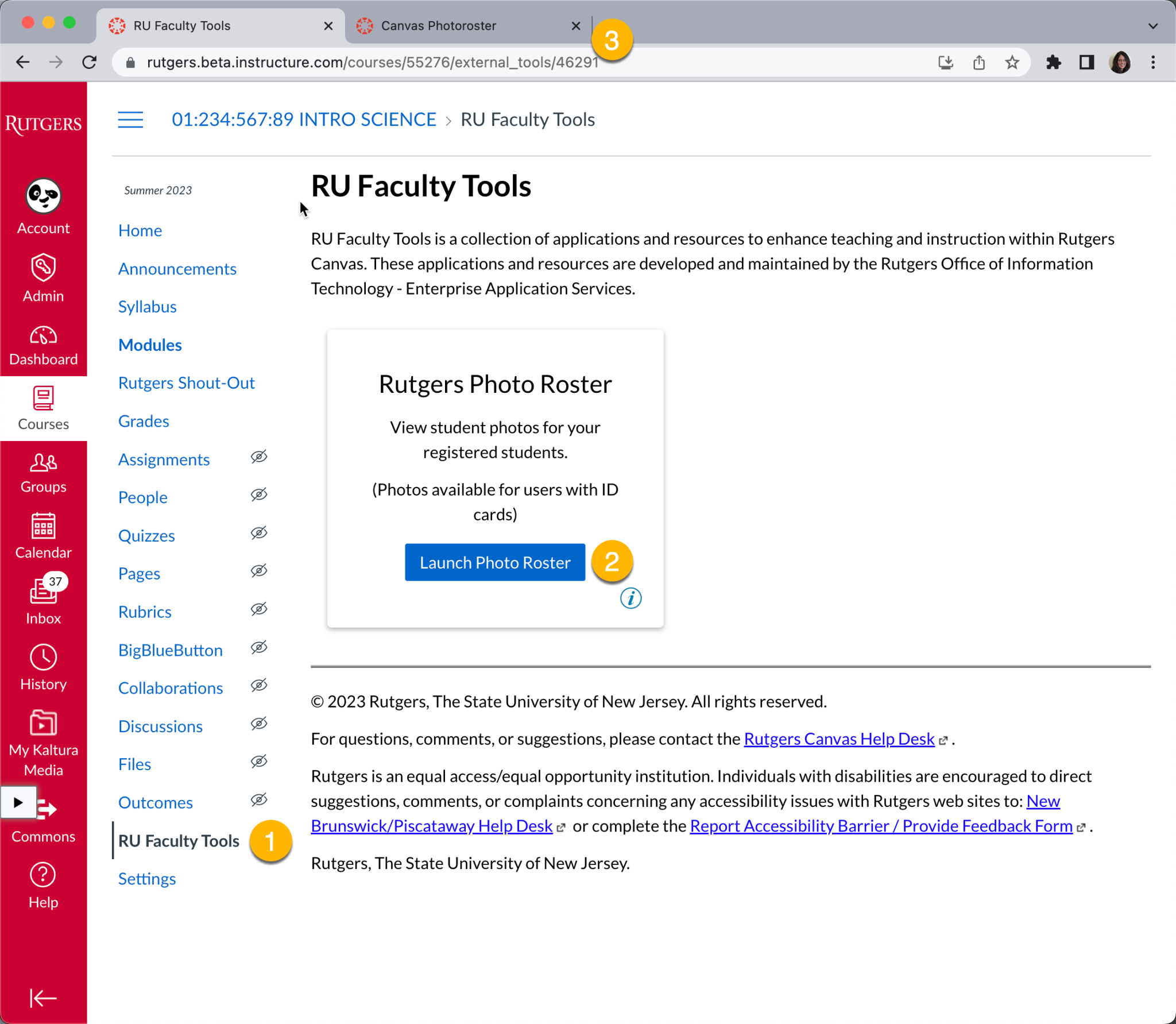 RU Faculty Tools - Rutgers Photo Roster - Canvas
